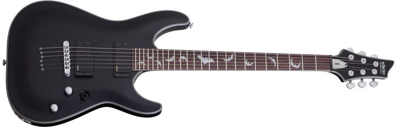 Schecter Damien Platinum-6 Electric Guitar w/ Bat Inlays, Satin Black
